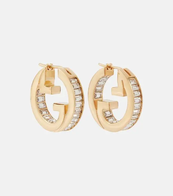 Gucci Blondie Crystal Hoop Earrings - Gold