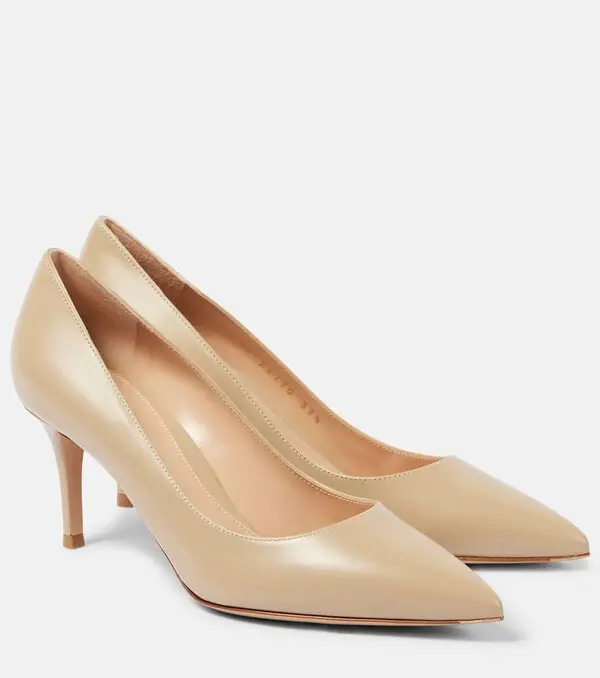 GIANVITO ROSSI 70 Leather Pumps - Beige