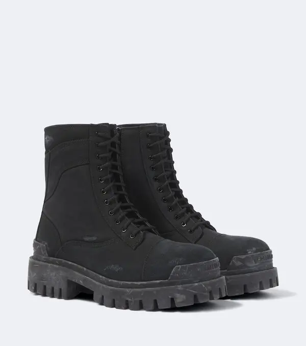 Balenciaga Combat Strike Lace-up Boots - Black