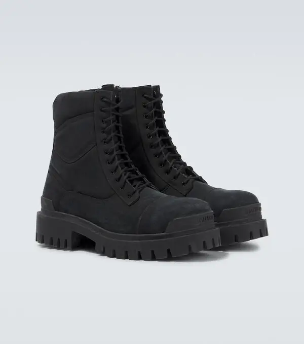 Balenciaga Combat Strike Lace-up Boots - Black