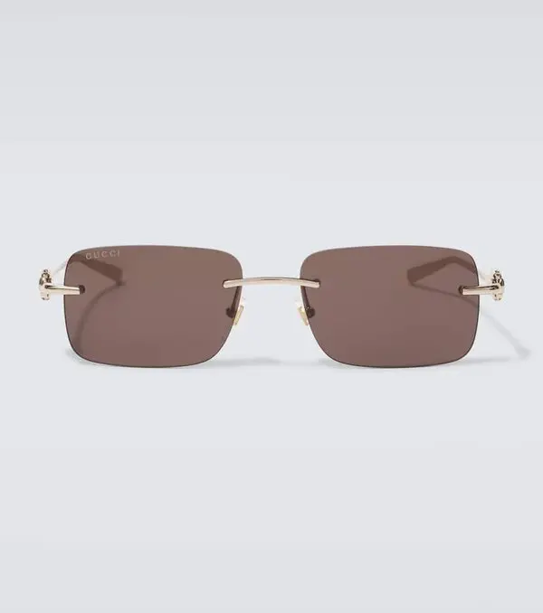 Gucci Horsebit Rectangle Sunglasses - Gold