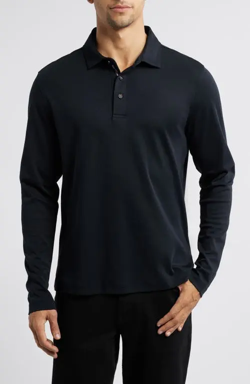 UNTUCKIT Damaschino Wrinkle Free Long Sleeve Polo - Black