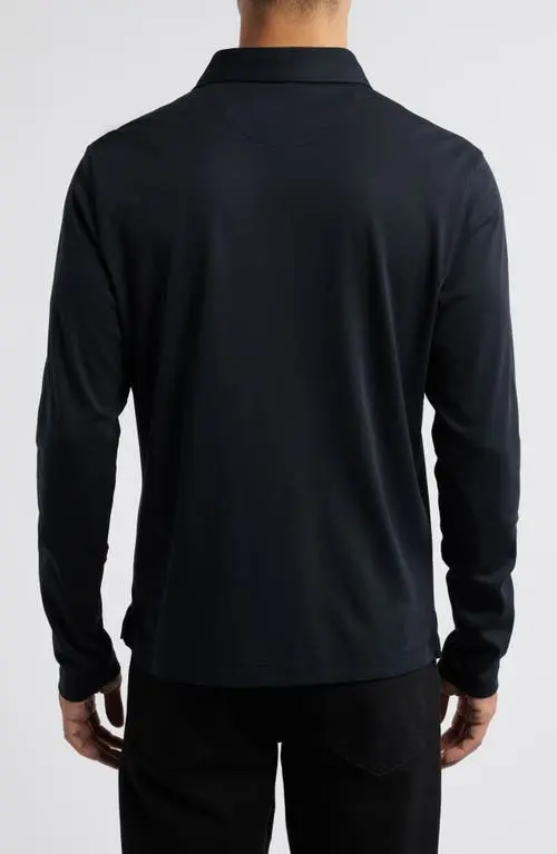 UNTUCKIT Damaschino Wrinkle Free Long Sleeve Polo - Black