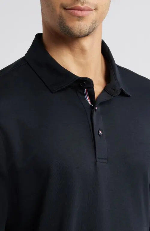 UNTUCKIT Damaschino Wrinkle Free Long Sleeve Polo - Black