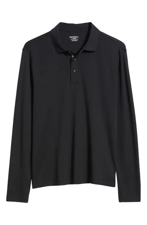 UNTUCKIT Damaschino Wrinkle Free Long Sleeve Polo - Black