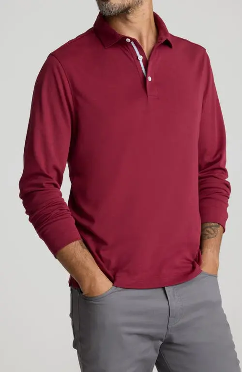 UNTUCKIT Damaschino Wrinkle Free Long Sleeve Polo - Holiday Red