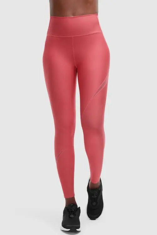 PELOTON Endurance Light Mesh Splice High Rise Legging - Brick Red