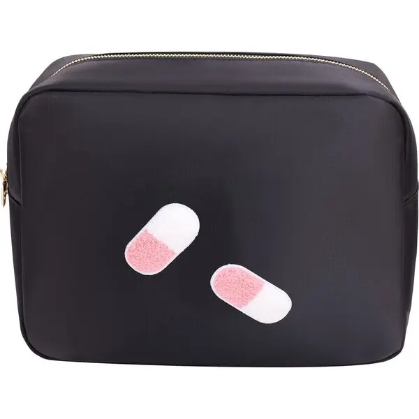 BLOC BAGS Pill Appliqué Cosmetics Bag - Black