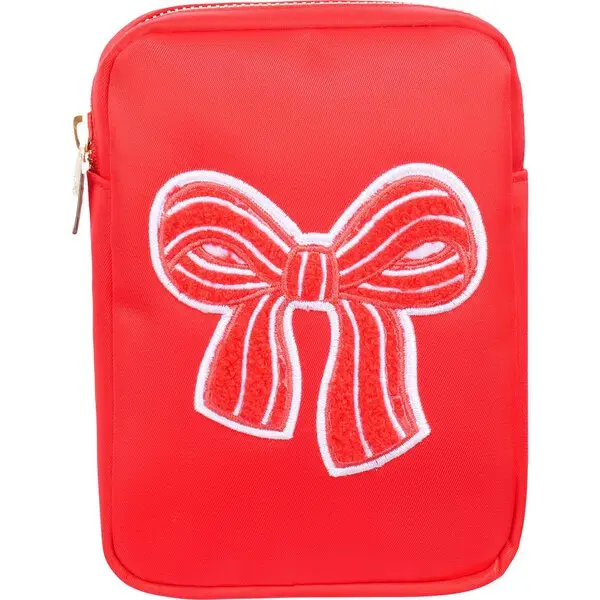 BLOC BAGS Mini Bow Cosmetics Bag - Red/red Stripe