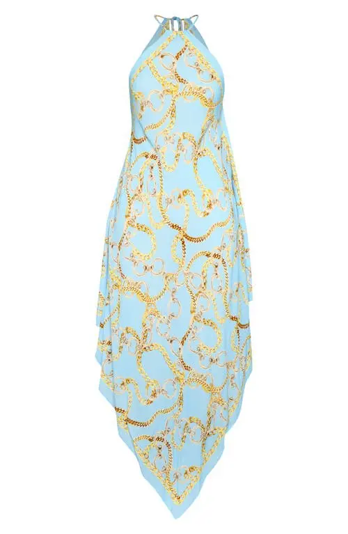 L'Agence Elise Chain Print Halter Cover-up Dress