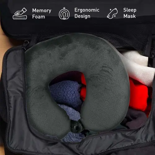 PURSONIC Memory Foam Travel Pillow & Purtag Tracker - Grey