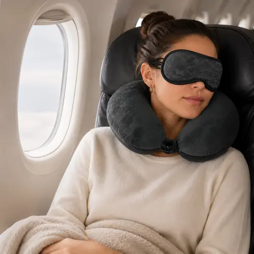 PURSONIC Memory Foam Travel Pillow & Purtag Tracker - Grey