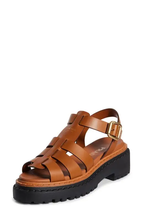 Prada Platform Cage Sandal - Cuoio