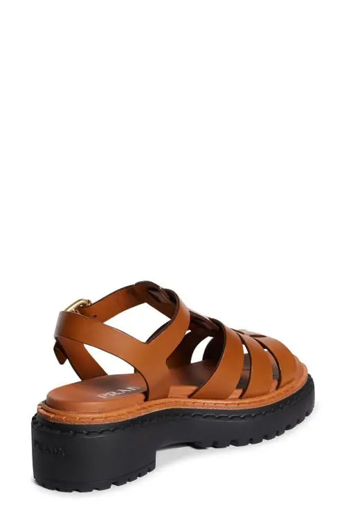 Prada Platform Cage Sandal - Cuoio
