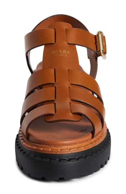 Prada Platform Cage Sandal - Cuoio