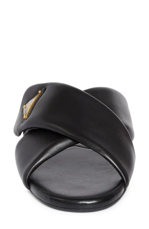Prada Logo Crisscross Slide Sandal