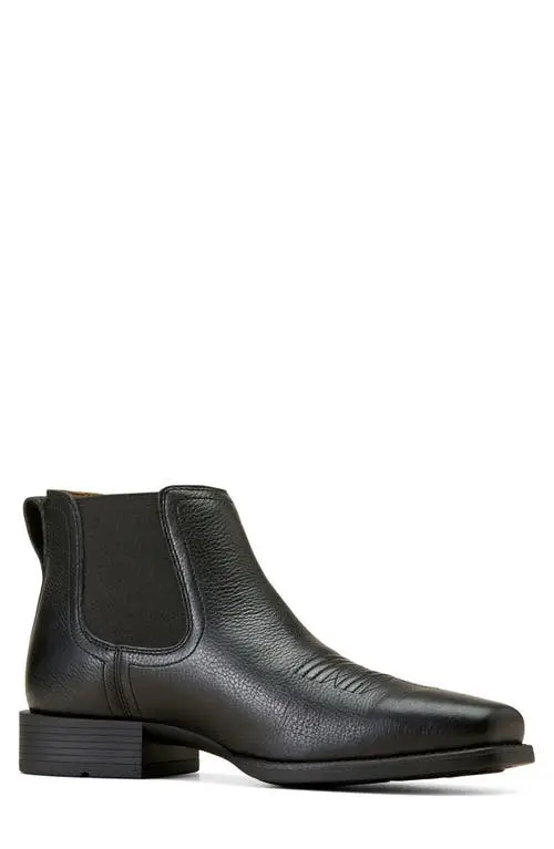 Ariat Booker Ultra Square Toe Western Chelsea Boot - Black Deertan