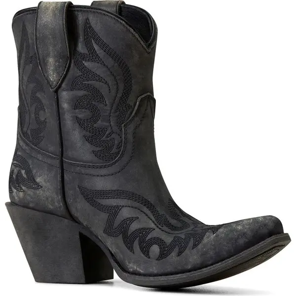 Ariat Chandler Western Bootie - Naturally Distressed Black