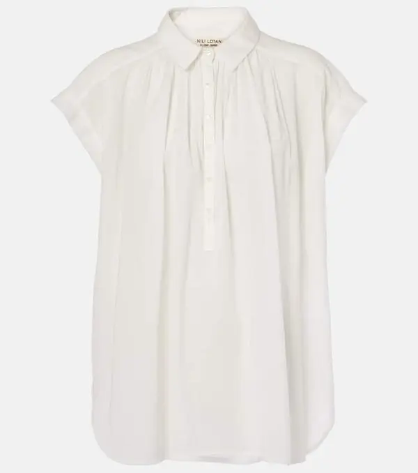 NILI LOTAN Normandy Cotton Blouse - White
