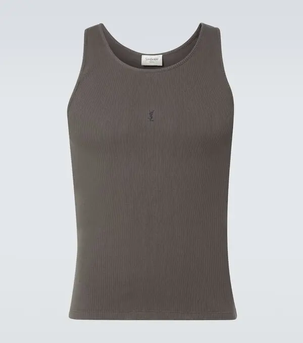 Saint Laurent Logo Cotton Tank Top - Grey