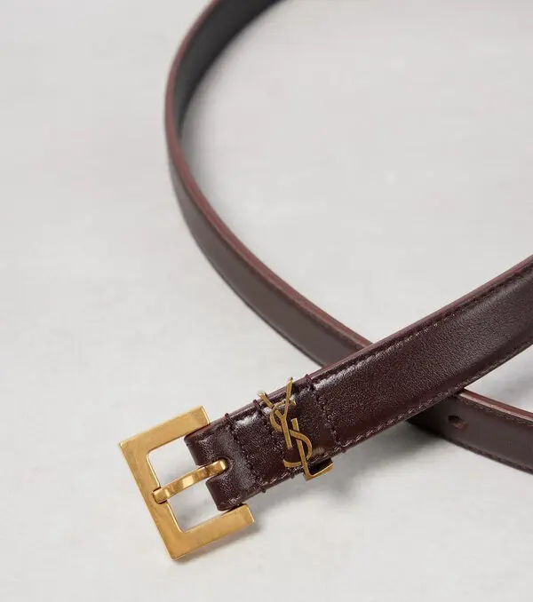 Saint Laurent Cassandre Slim Leather Belt