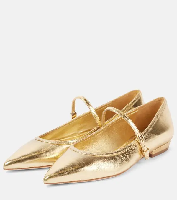 Tory Burch Metallic Leather Mary Jane Flats