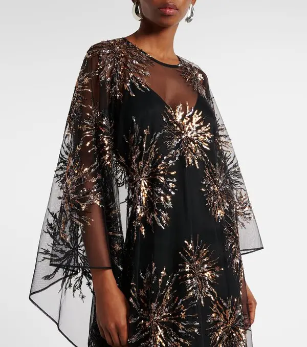 TALLER MARMO Gran Soleil Embellished Tulle Kaftan