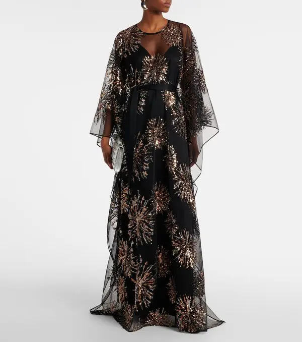 TALLER MARMO Gran Soleil Embellished Tulle Kaftan