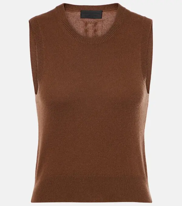 NILI LOTAN May Knitted Cashmere Tank Top - Brown