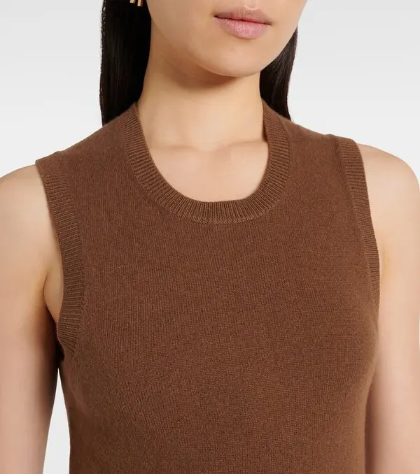 NILI LOTAN May Knitted Cashmere Tank Top - Brown