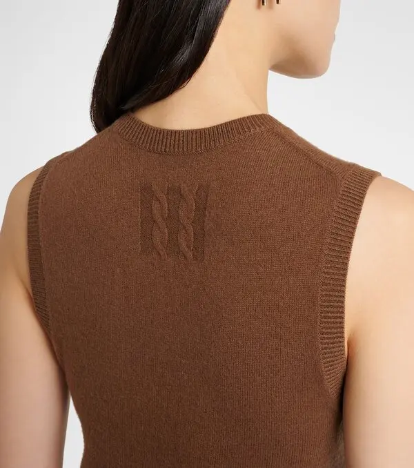 NILI LOTAN May Knitted Cashmere Tank Top - Brown