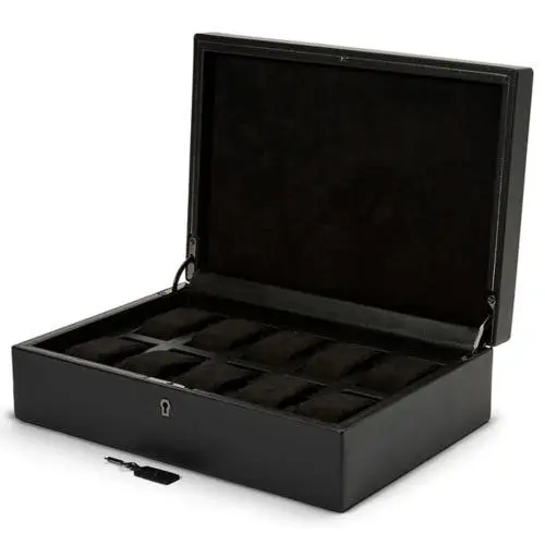Wolf British Racing 10 Piece Watch Box - Black