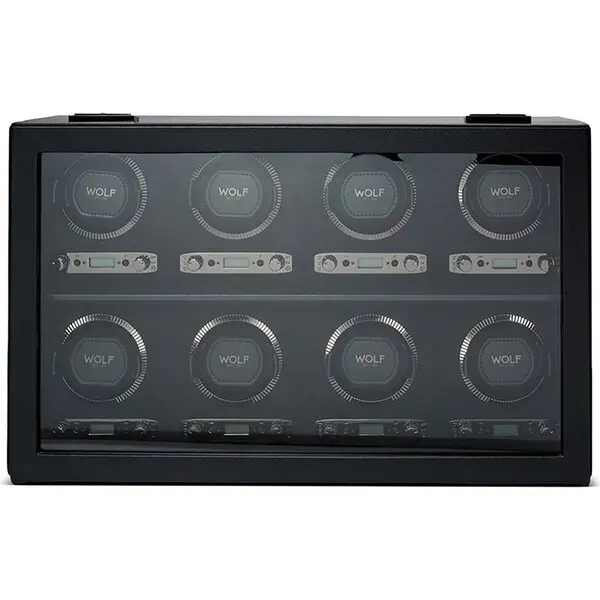 Wolf British Racing 8 Piece Watch Winder - Black