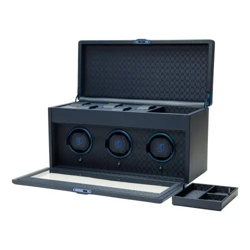 Wolf Earth Triple Watch Winder - Midnight Blue