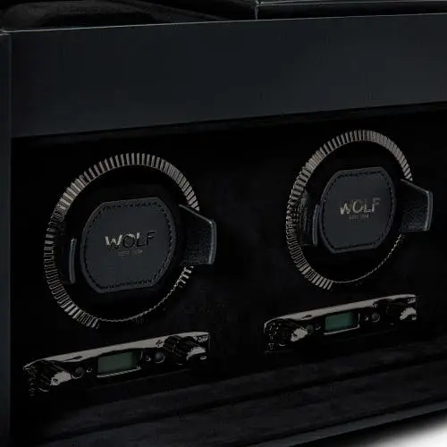 Wolf British Racing Triple Watch Winder With Storage - Black