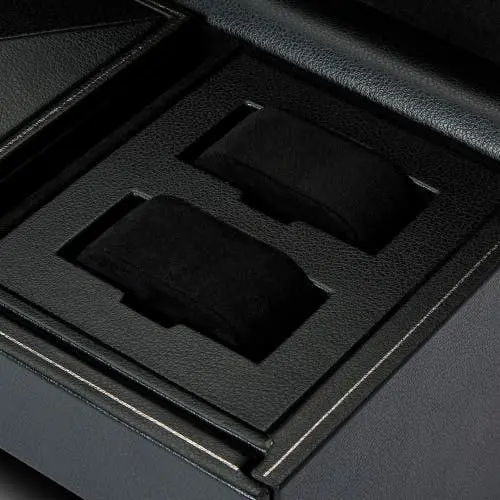 Wolf British Racing Triple Watch Winder With Storage - Black