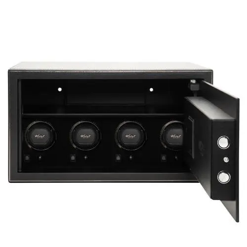 Wolf The Den 4 Piece Watch Winder Safe - Black