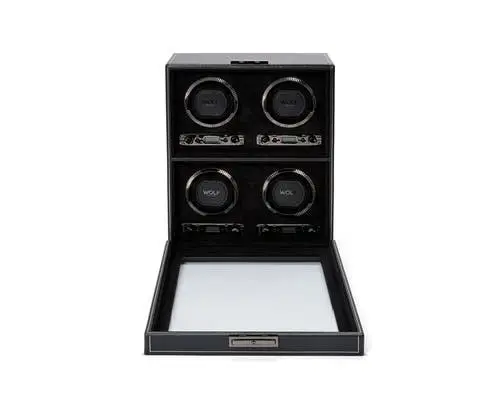 Wolf British Racing 4 Piece Watch Winder - Black