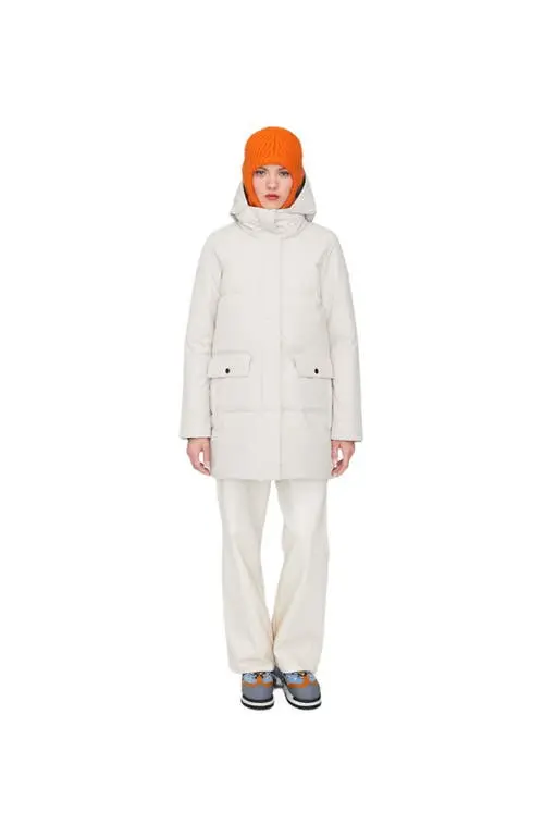 QUARTZ CO. Chloe Hooded Down Winter Jacket - Oatmeal