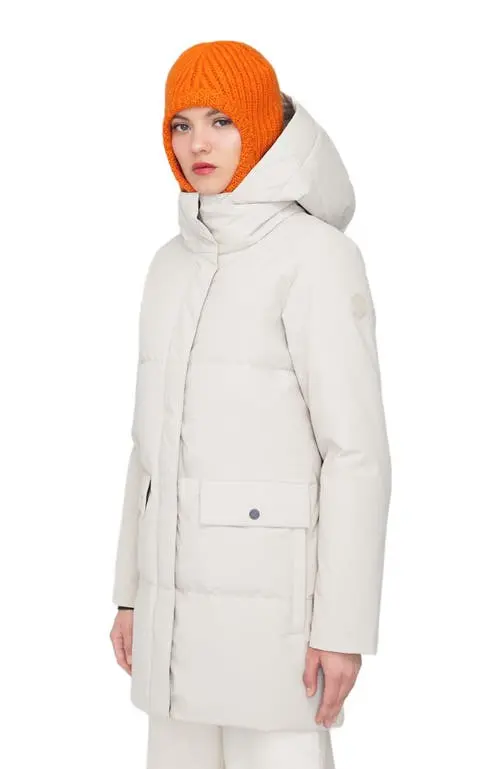 QUARTZ CO. Chloe Hooded Down Winter Jacket - Oatmeal