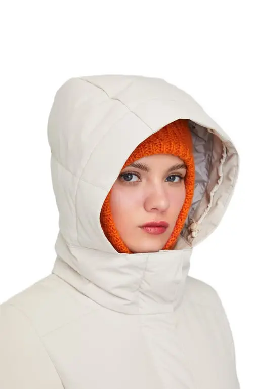 QUARTZ CO. Chloe Hooded Down Winter Jacket - Oatmeal