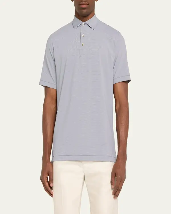Peter Millar Jubilee Stripe Stretch-jersey Polo Shirt - Navy