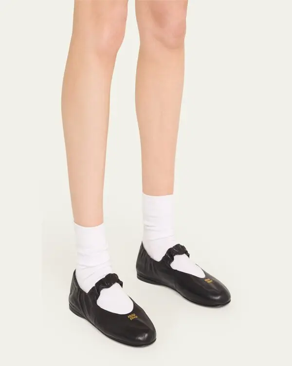 Miu Miu Leather Ballerina Flats - Nero