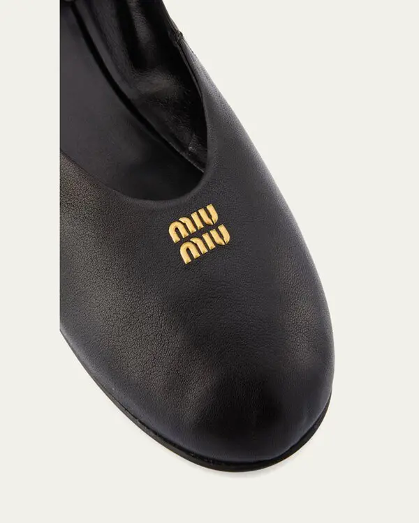 Miu Miu Leather Ballerina Flats - Nero