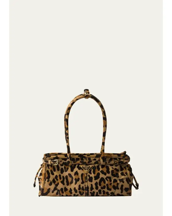 Prada Leopard Calf Hair Shoulder Bag - Honey
