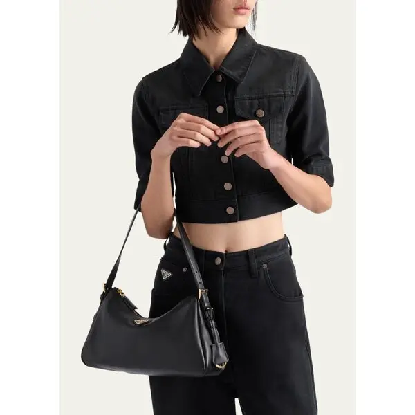Prada Aimee Leather Shoulder Bag - Bianco