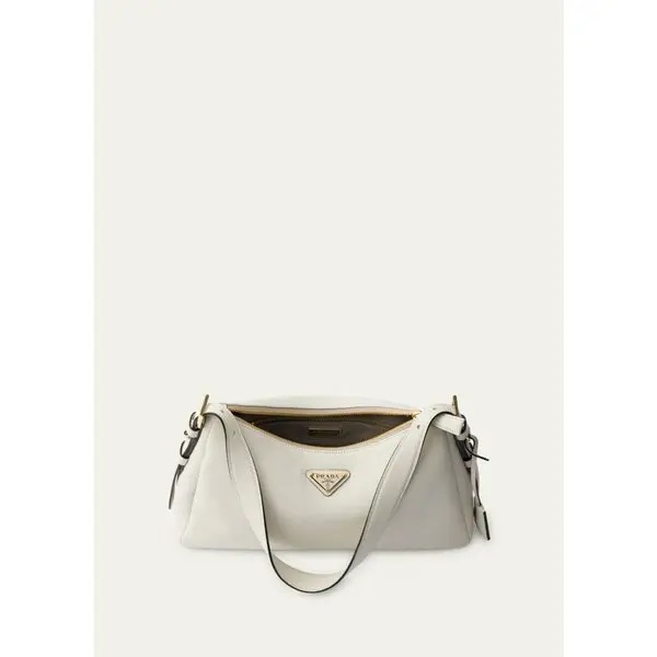 Prada Aimee Leather Shoulder Bag - Bianco