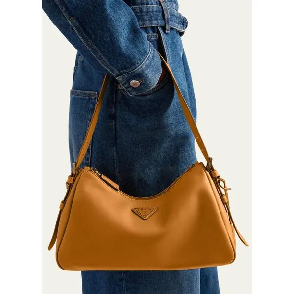 Prada Aimee Leather Shoulder Bag - Bianco