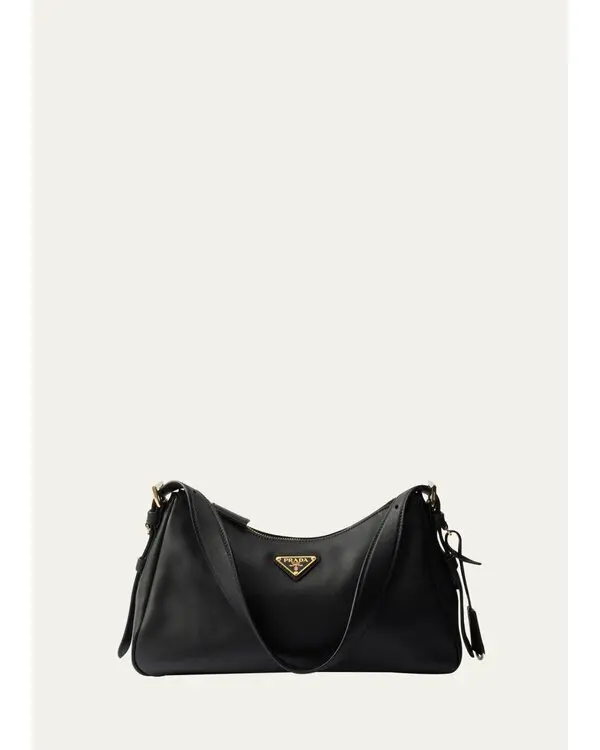 Prada Aimee Leather Shoulder Bag - Nero