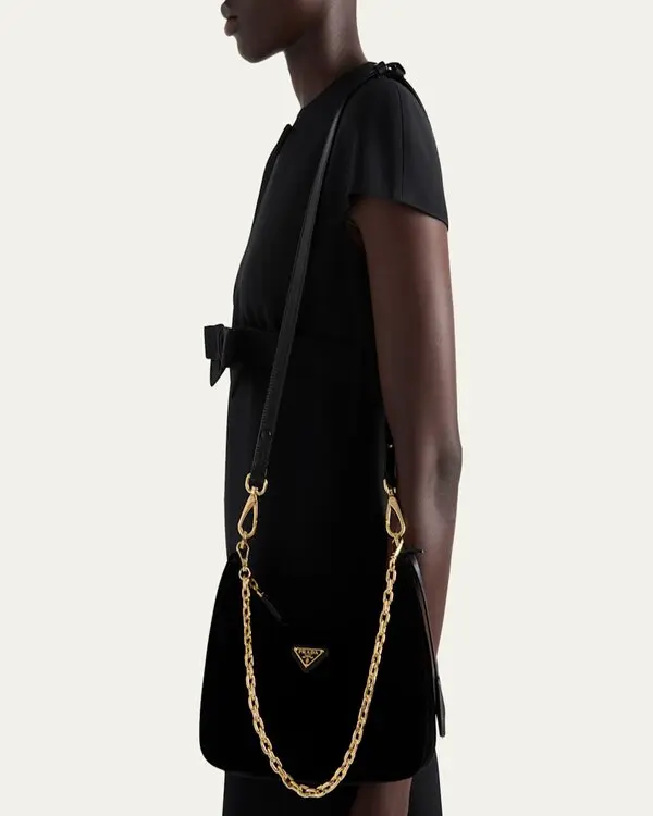 Prada Velvet Zip Shoulder Bag